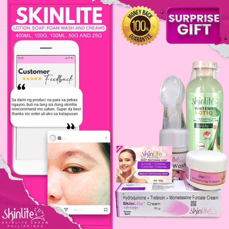 SKINLITE CREAM PEKAS REMOVER Complete Set ( tube, tub, lotion, facewash ...