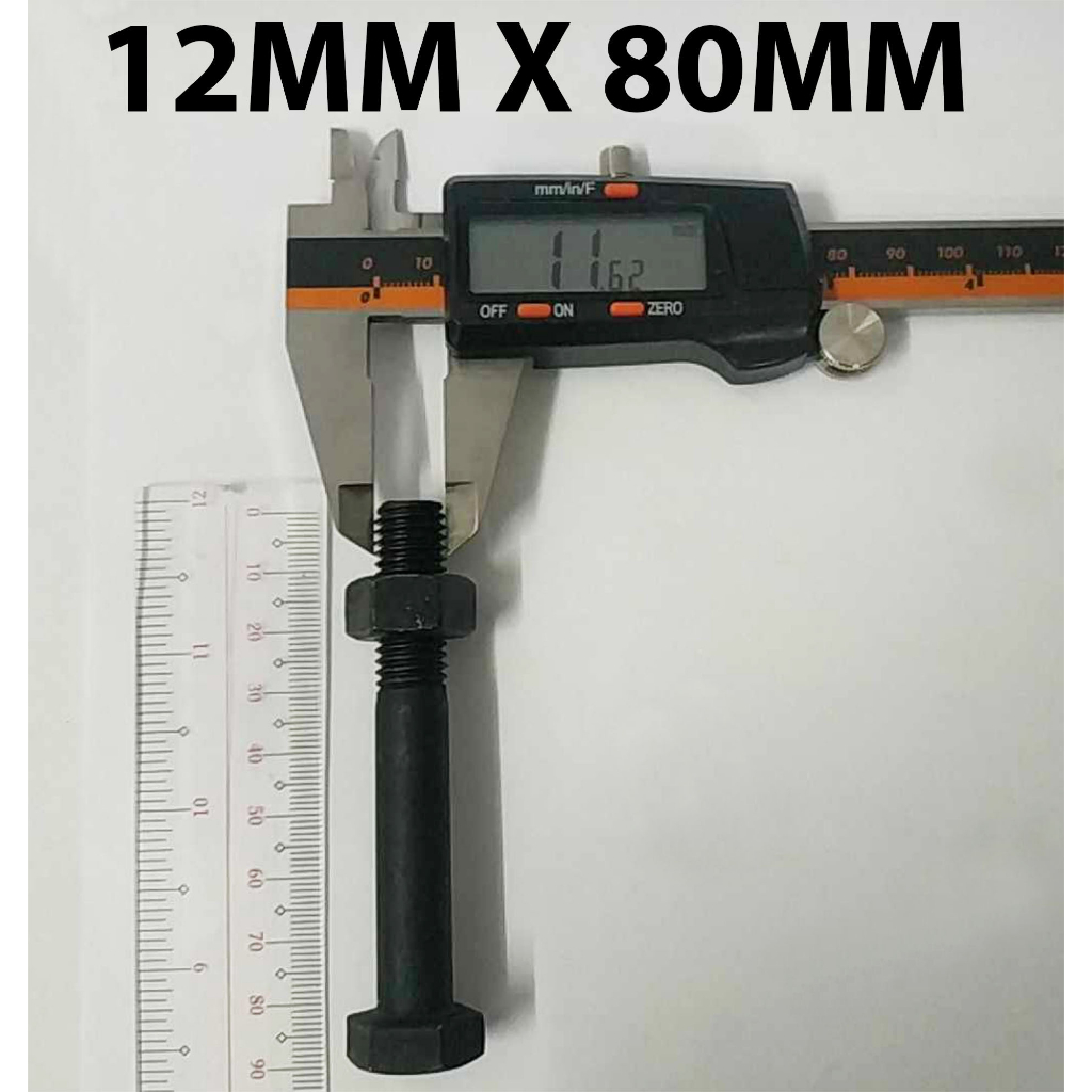HT BOLT 12MM X 80MM WITH 1 PIECE NUT HI TENSILE === HALF THREAD ...