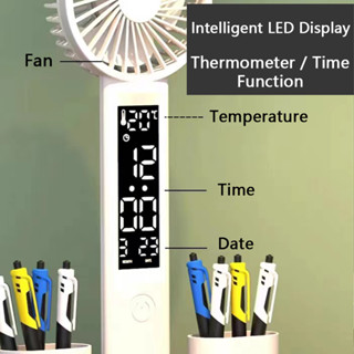 3color LED Multifunctional Fan desk lamp with fan clock USB dual head ...