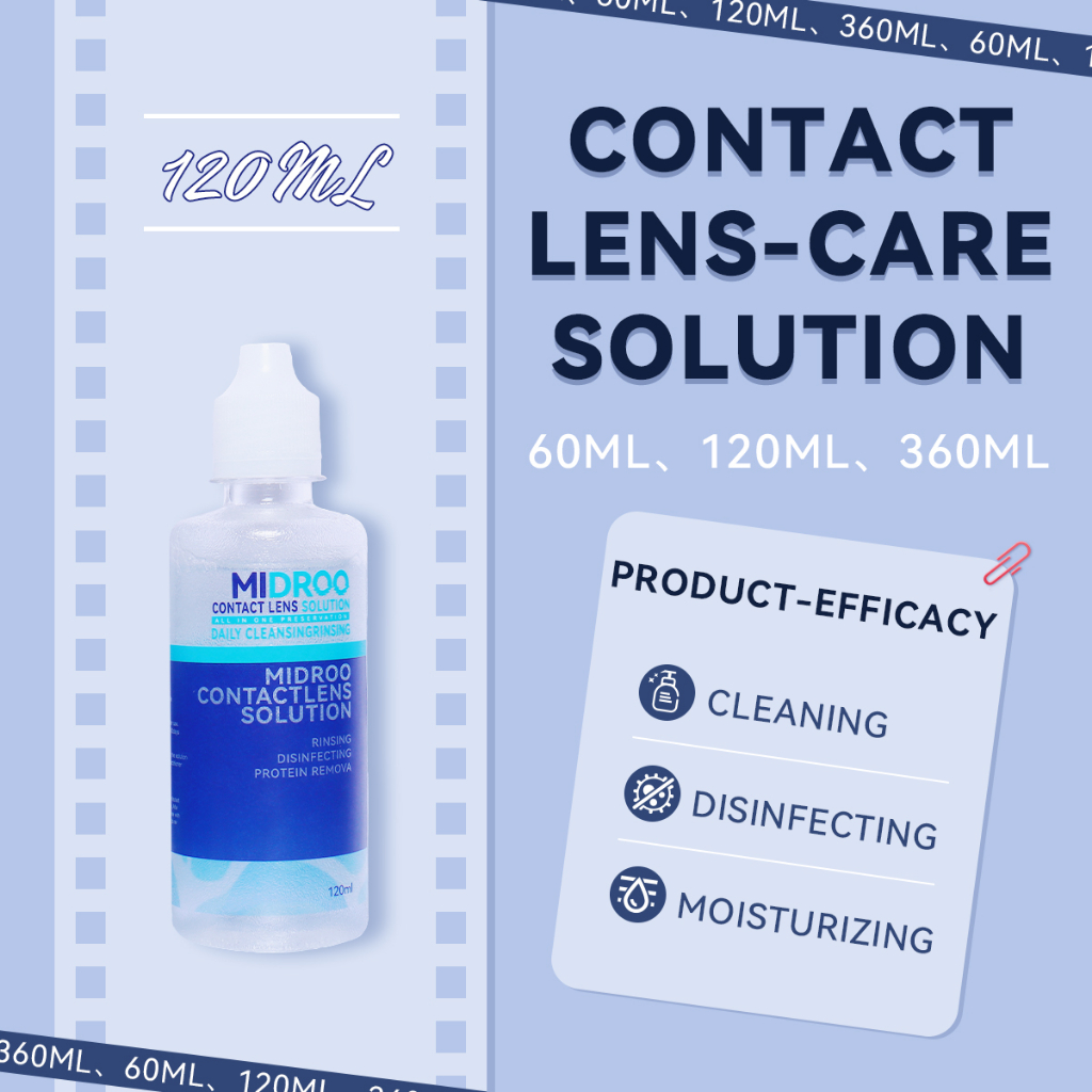 Midroo Contact Lens Care Solution 60ML/120ML/360ML and Drops 10ML with ALL IN ONE Multi-Purpose ...