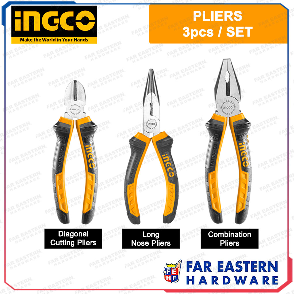 INGCO Pliers Combination / Cutting / Long Nose 3pcs Set INHT | Shopee ...
