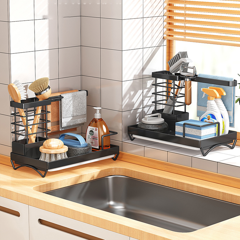 Kitchen Sink Organizer Sink Drying Rack Sponge Soap Brush Holder Dish ...