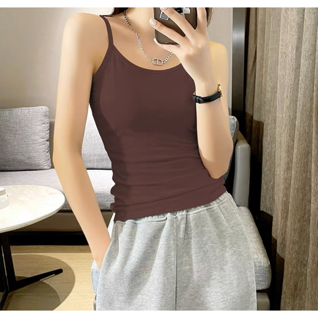 fashion Strap Spaghetti Sando Cotton tanks 6Colors Sexy Tops Free Size ...