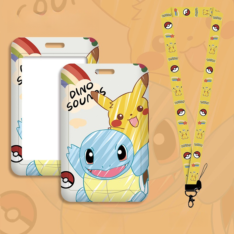 Pikachu cartoon business card box card lanyard badge ID card clip neck ...