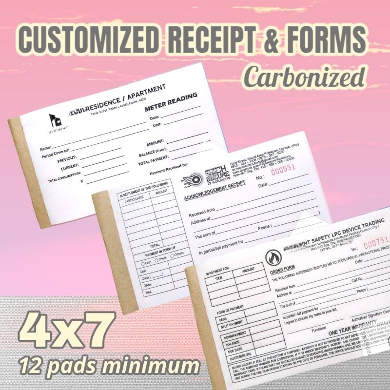 CARBONIZED BUSINESS FORM AND RECEIPTS available in sizes / Customized ...