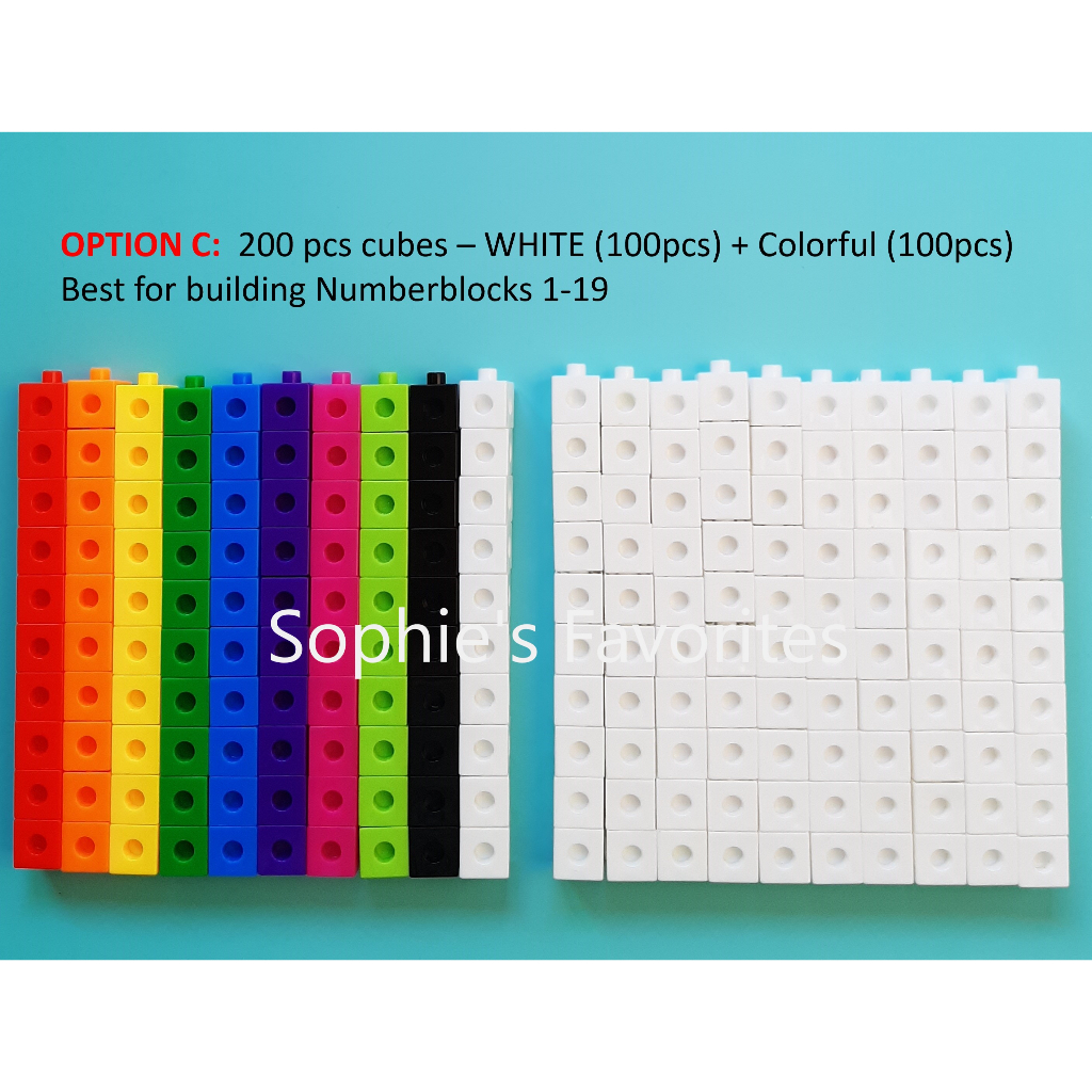 100 pcs WHITE Linking Cubes for Numberblocks 11-19 Snap Cubes Unifix ...