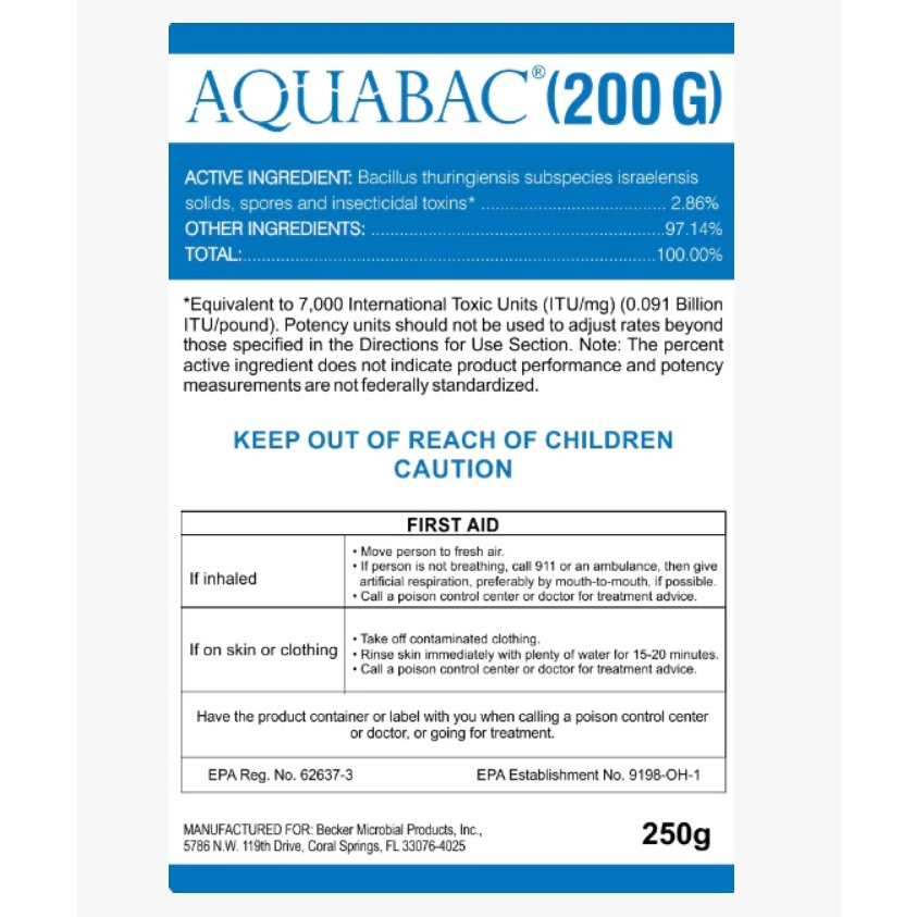 AQUABAC 200G GRANULAR BTI MOSQUITO CONTROL | FLY CONTROL ORGANIC PEST ...