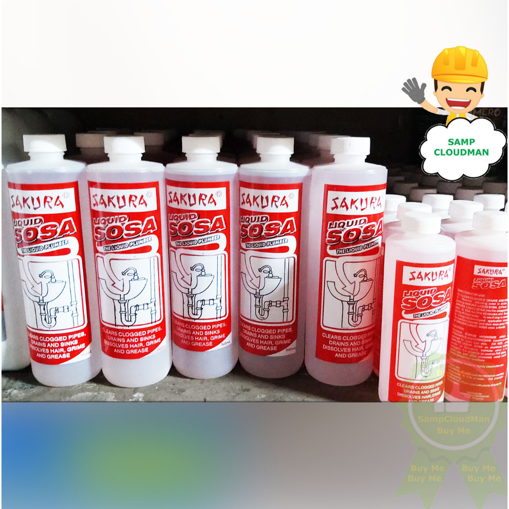 Sakura Liquid Sosa for Clogged drain , pipes, sinks, Aircon 250ml 500ml ...