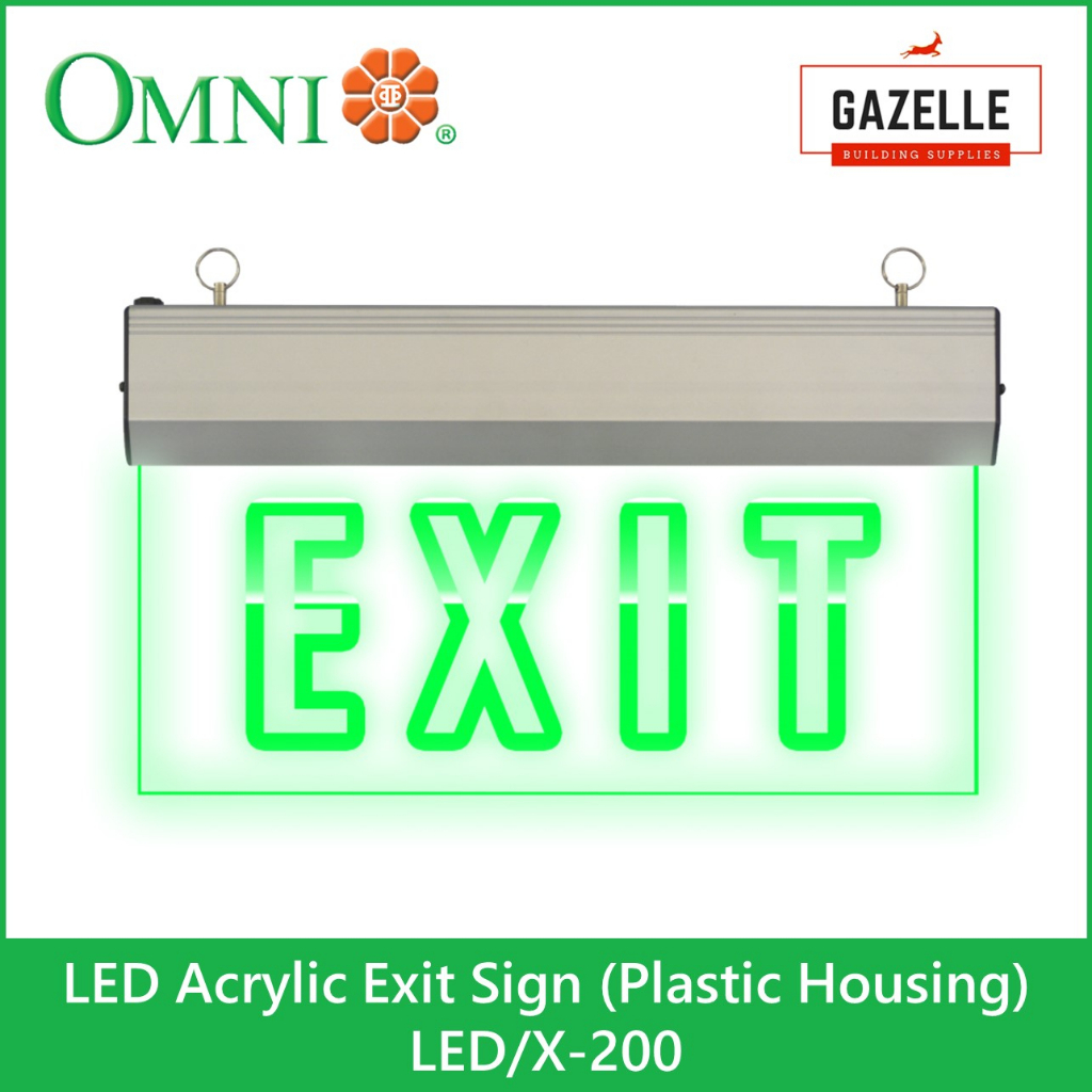 Omni LED Acrylic Exit Sign Plastic LED/X-200 / LED/X-102 / LED/X-101 / LED/X-300 | Shopee ...