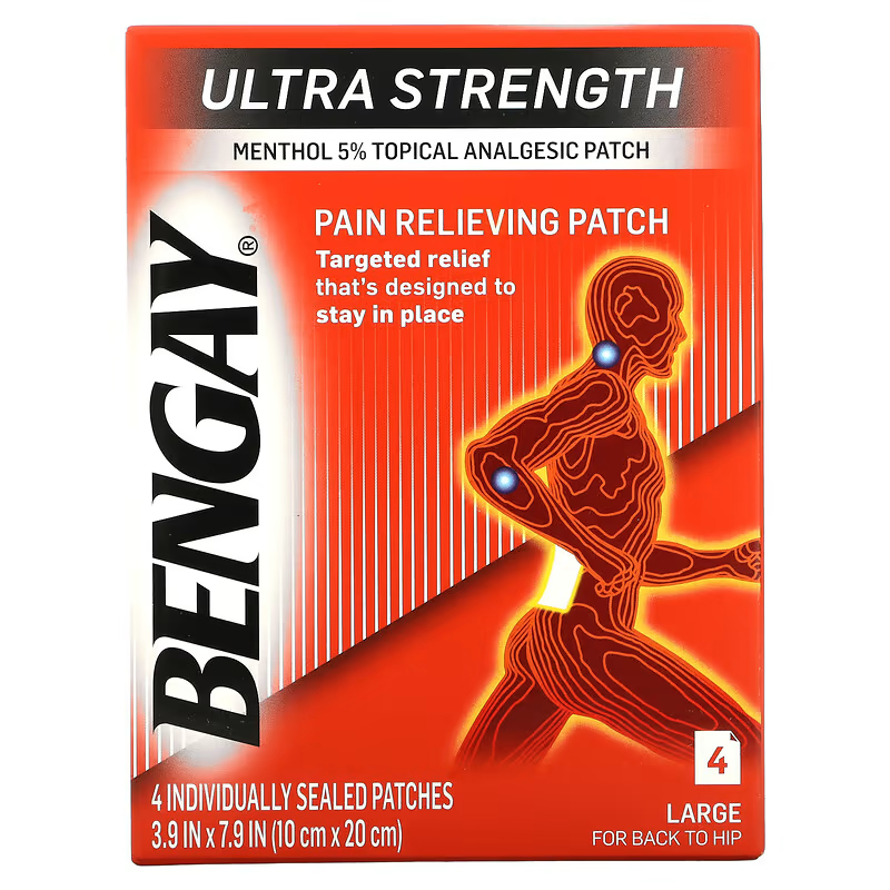 Bengay Ultra Strength Pain Relieving Patch Large Size 4 Patches 3.9 in ...