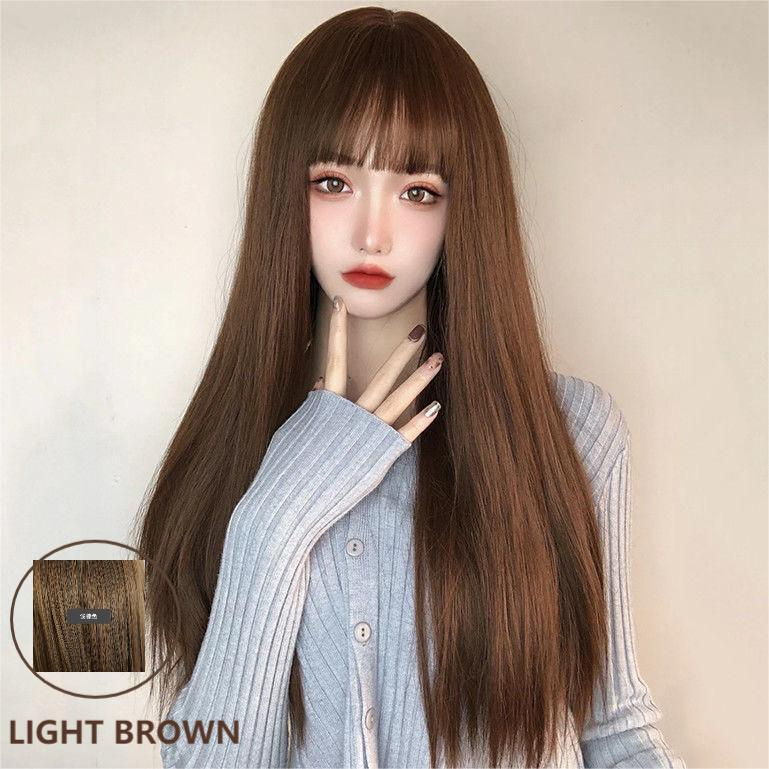long straight hair Fashion Qi bangs full head cover Wigs Cosplay Party ...
