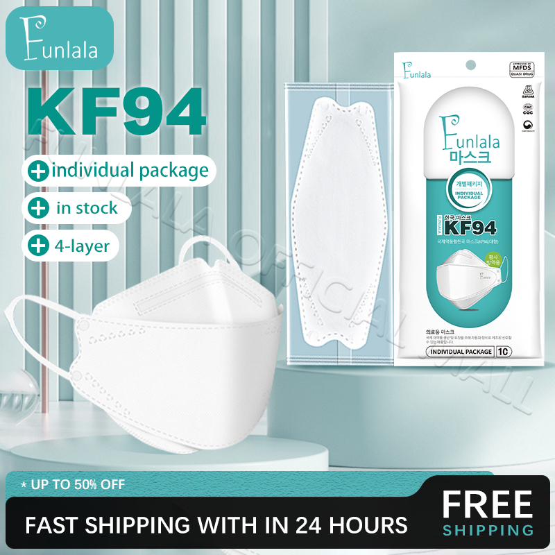 FUNLALA 100Pcs original KF94 Face Mask individual package Non-woven ...