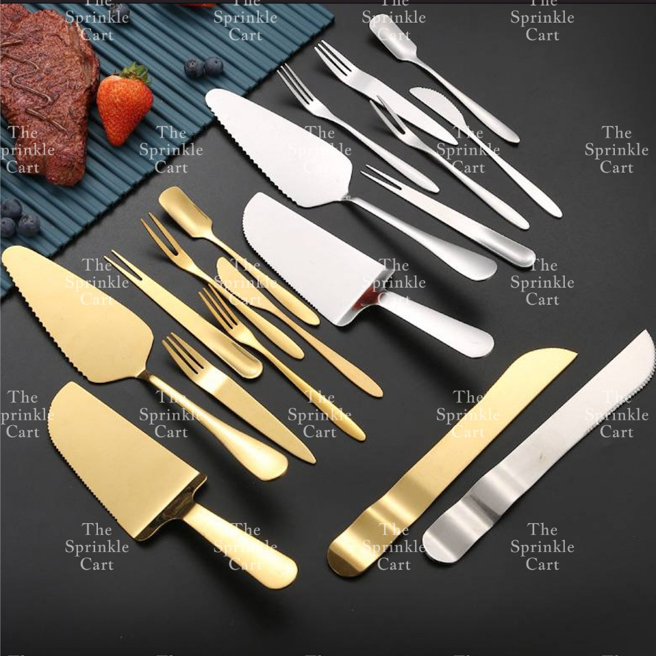 Golden Stainless Dessert Cake Knife Cake Shovel Spatula Flatware Tableware Pizza Pie Server TSC ...