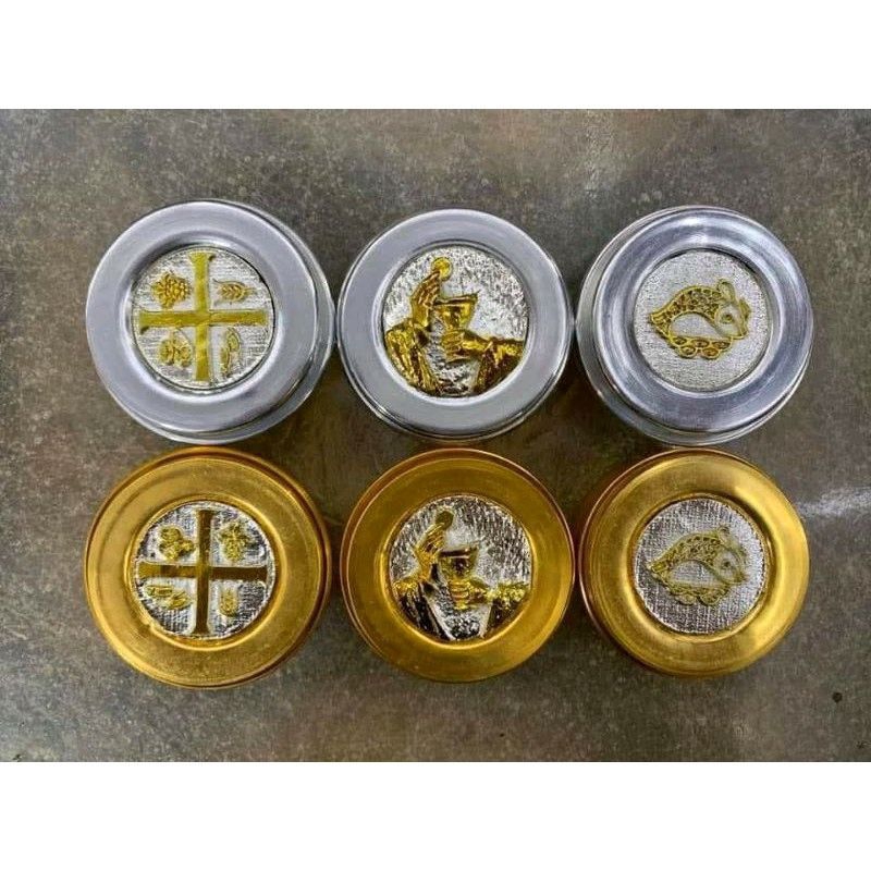 Pyx - Host Container - Aluminum with Symbolism (Gold/Silver Tone ...