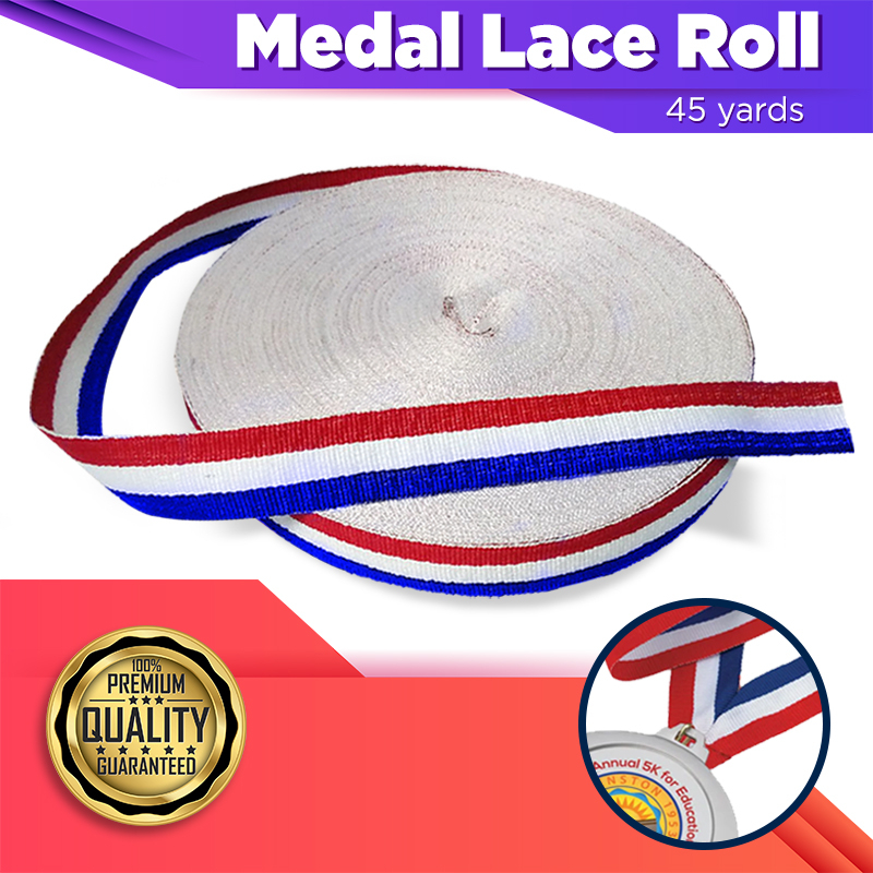 1 Roll Medal Lace Red-White-Blue Woven Type Lace 1inch & 3/4 inch (45 ...