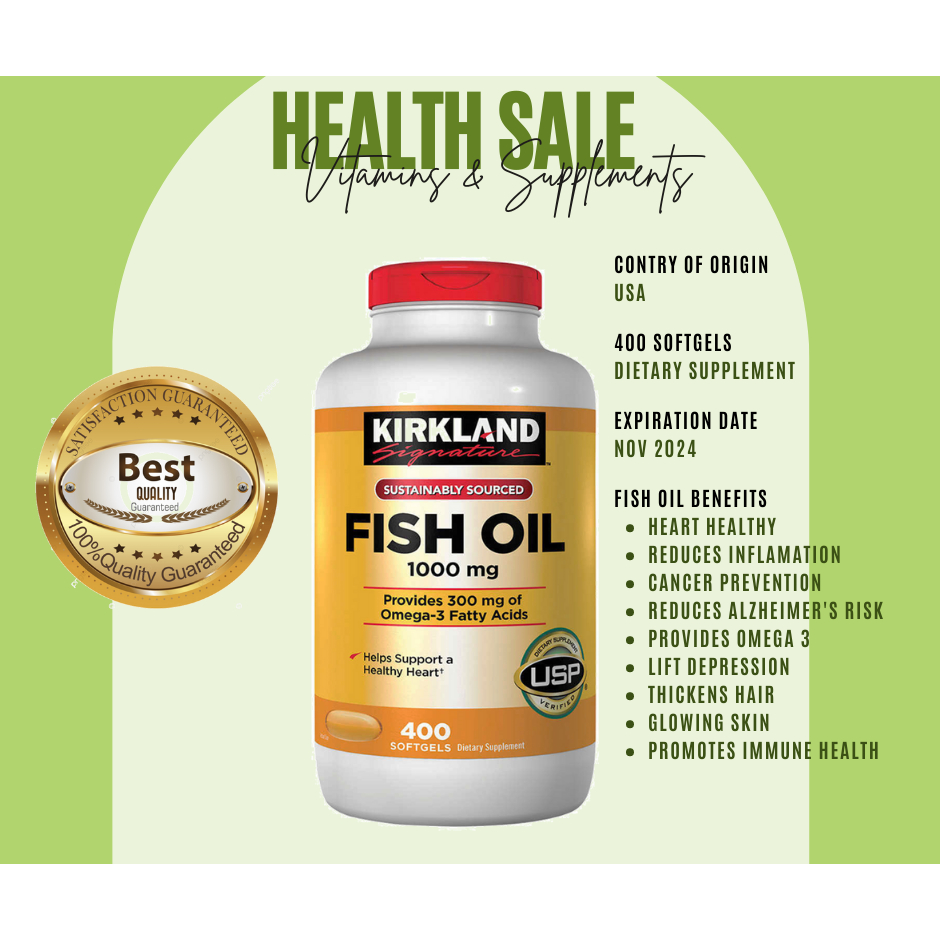 Kirkland Signature Fish Oil 1000 mg / Provides 300 mg of Omega-3 Fatty ...