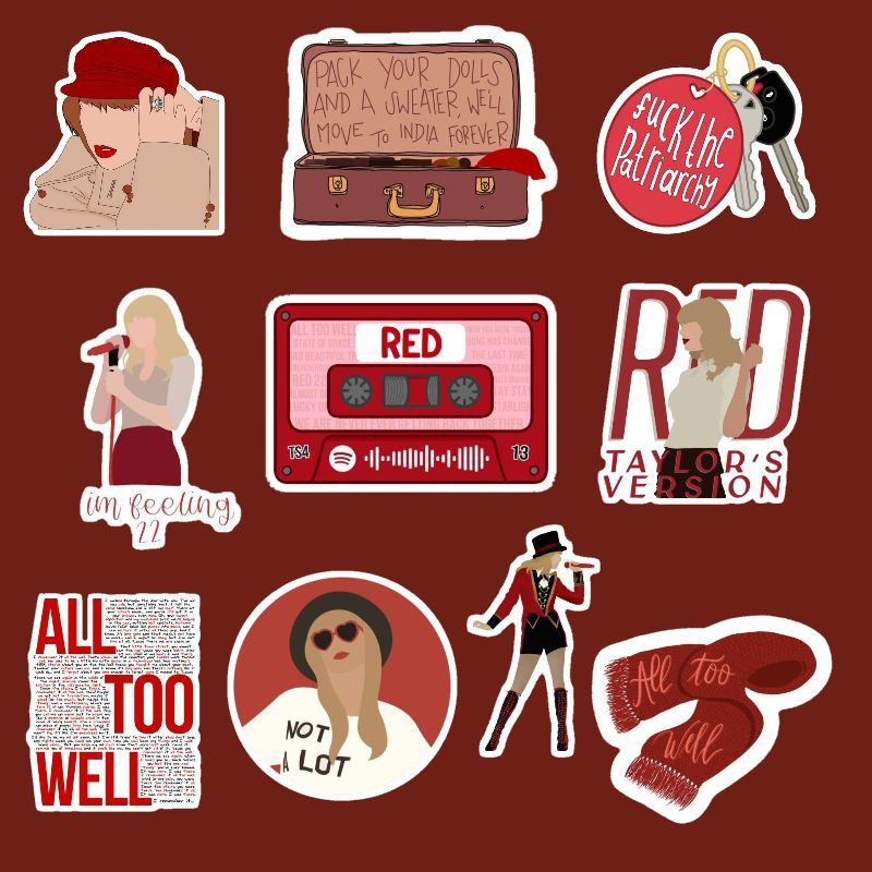 Taylor Swift RED Stickers | Vinyl Matte Laminated Waterproof and ...