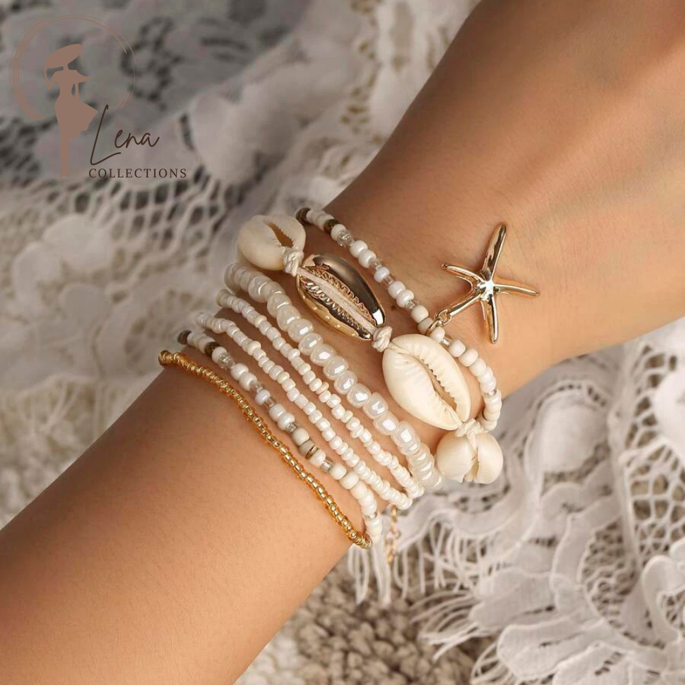 7pcs Faux Pearl Decor Bracelet Beach Vibe | Shopee Philippines
