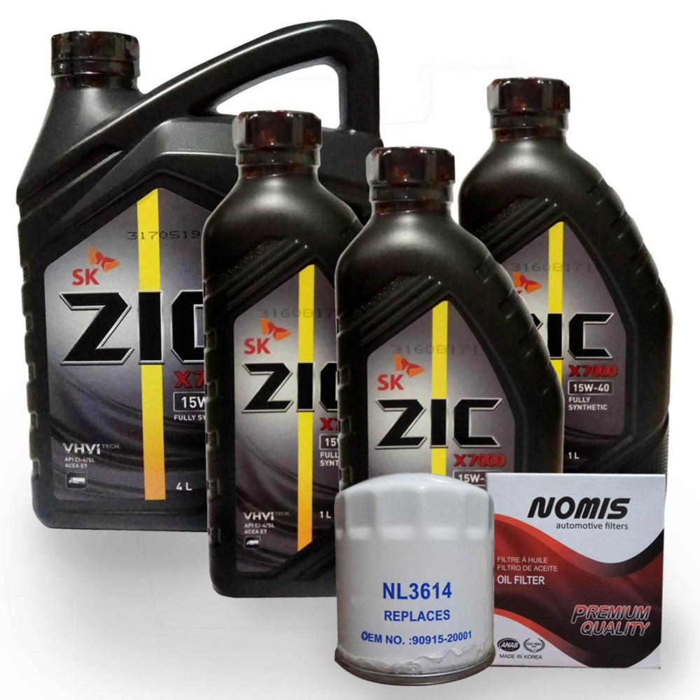 SK ZIC X7000 15W-40 Fully Synthetic Diesel Motor Oil Bundle for Toyota ...
