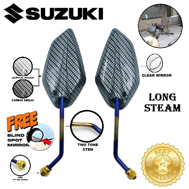 SUZUKI Raider J110 | Motorcycle Side Mirror Long Steam 2 Tone Carbon ...