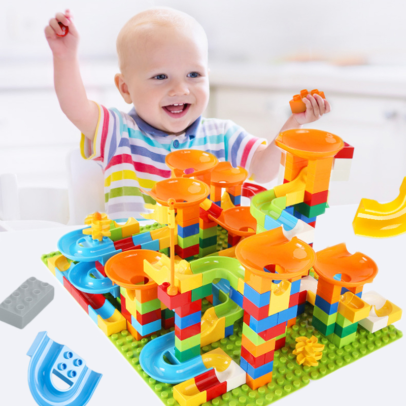Large size building block maze ball track building block plastic funnel ...