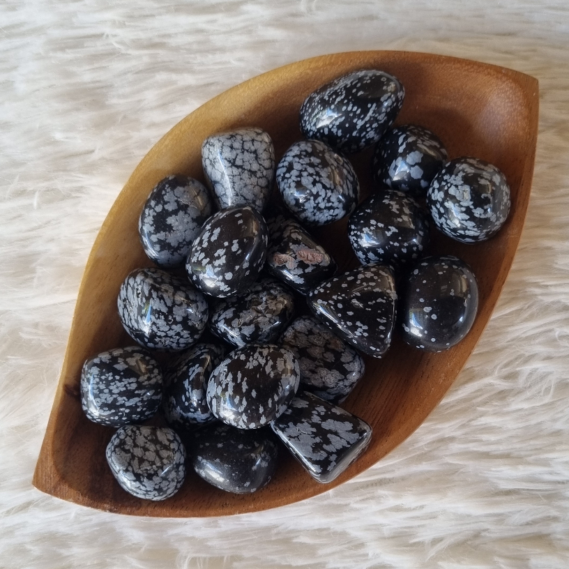 Snowflakes Obsidian Tumbled Stone - Snowflake Obsidian Healing Crystal ...
