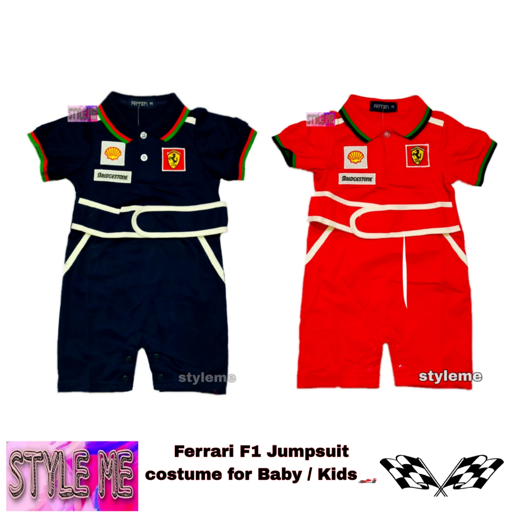 Dark Navy Blue and Red Ferrari Car Racing Costume Overall for Baby ...