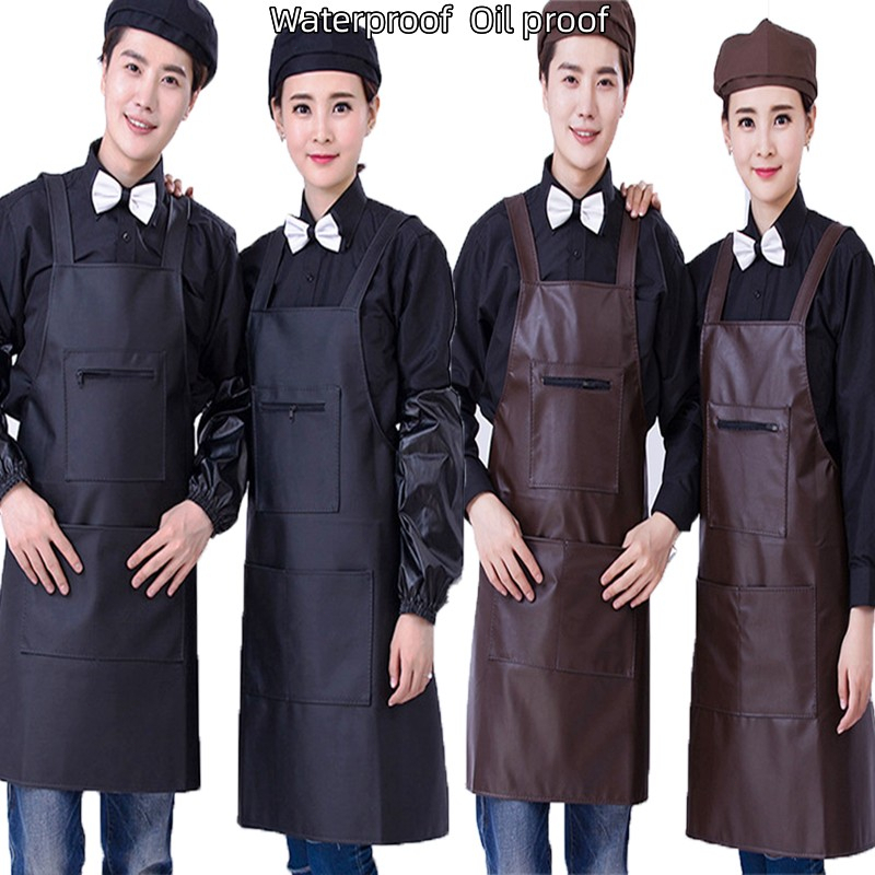 Waterproof Chef Apron for Men Women Oil proof PU Kitchen Apron Cooking ...