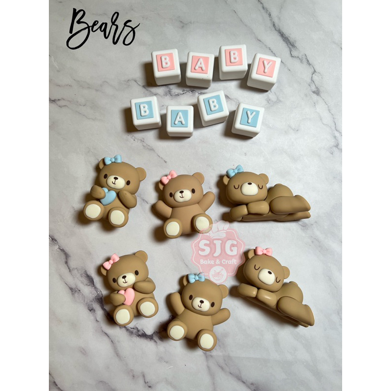 bear christening baby toy topper castle happy birthday baby moon star ...