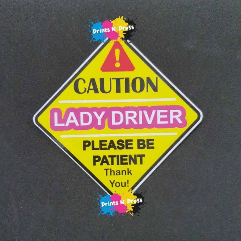 Caution Lady Driverlady Ridernew Driver Vinyl Sticker Waterproof Size Is Taken From Top To