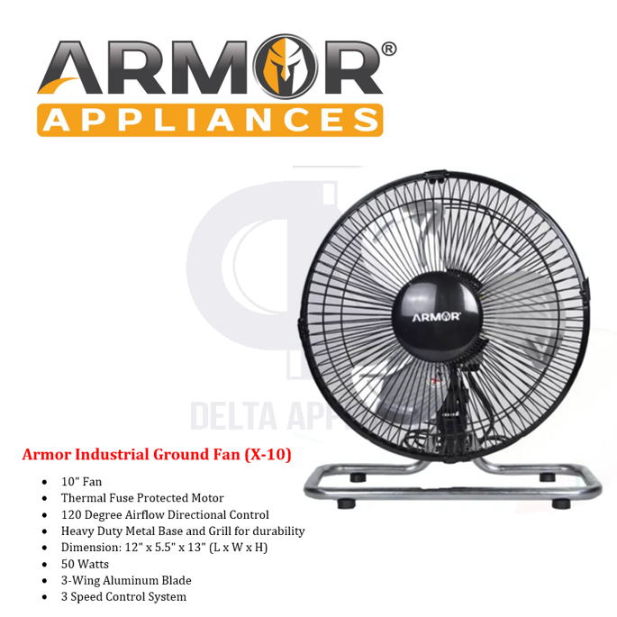 Armor Mini Industrial Ground Fan Floor Desk Fan w/ Oscillating Original ...