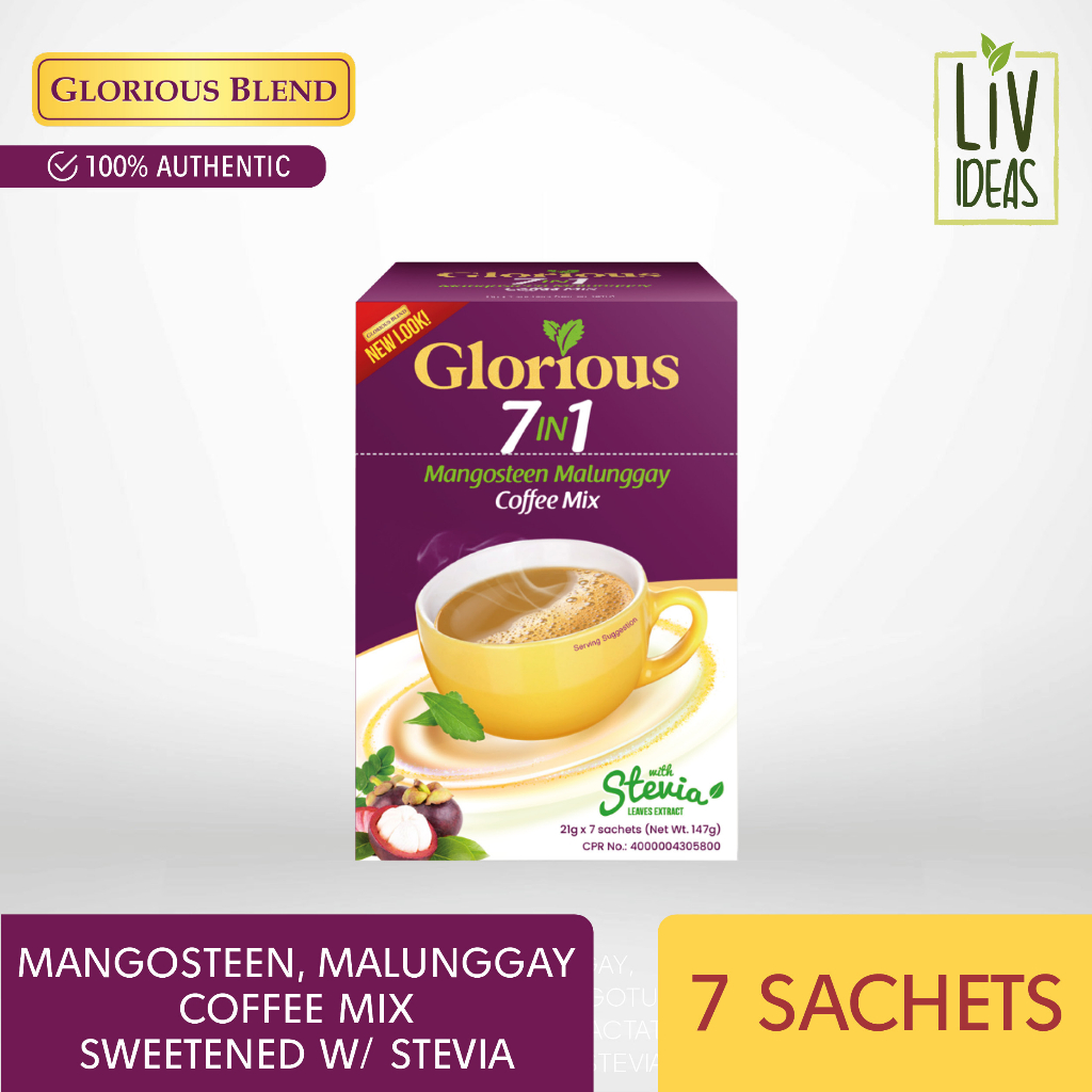 Glorious Blend 7 in 1 Coffee w/ Stevia 21g x 7 sachets (With Malunggay ...