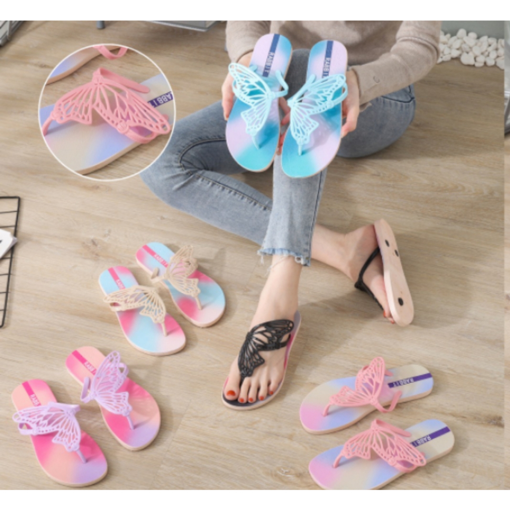 Happy Flower Colorful Butterfly Strap Sandals for Women | Shopee ...