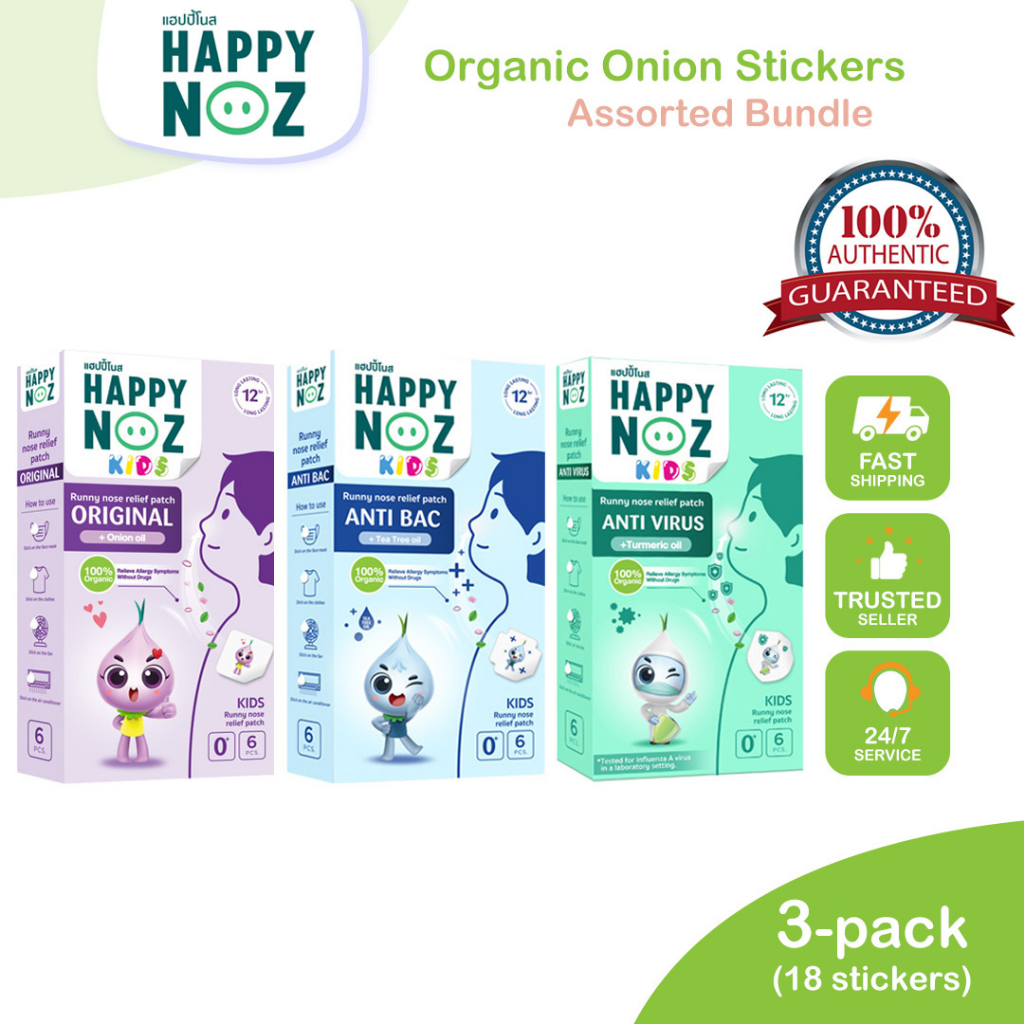 Happy Noz Organic Onion Sticker Assorted Bundle - 3 Boxes - Onion ...