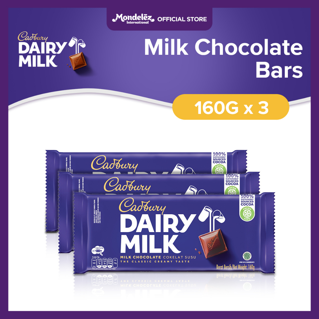 Cadbury Dairy Milk Chocolate Bar - Milk Chocolate 160g (Set of 3 ...