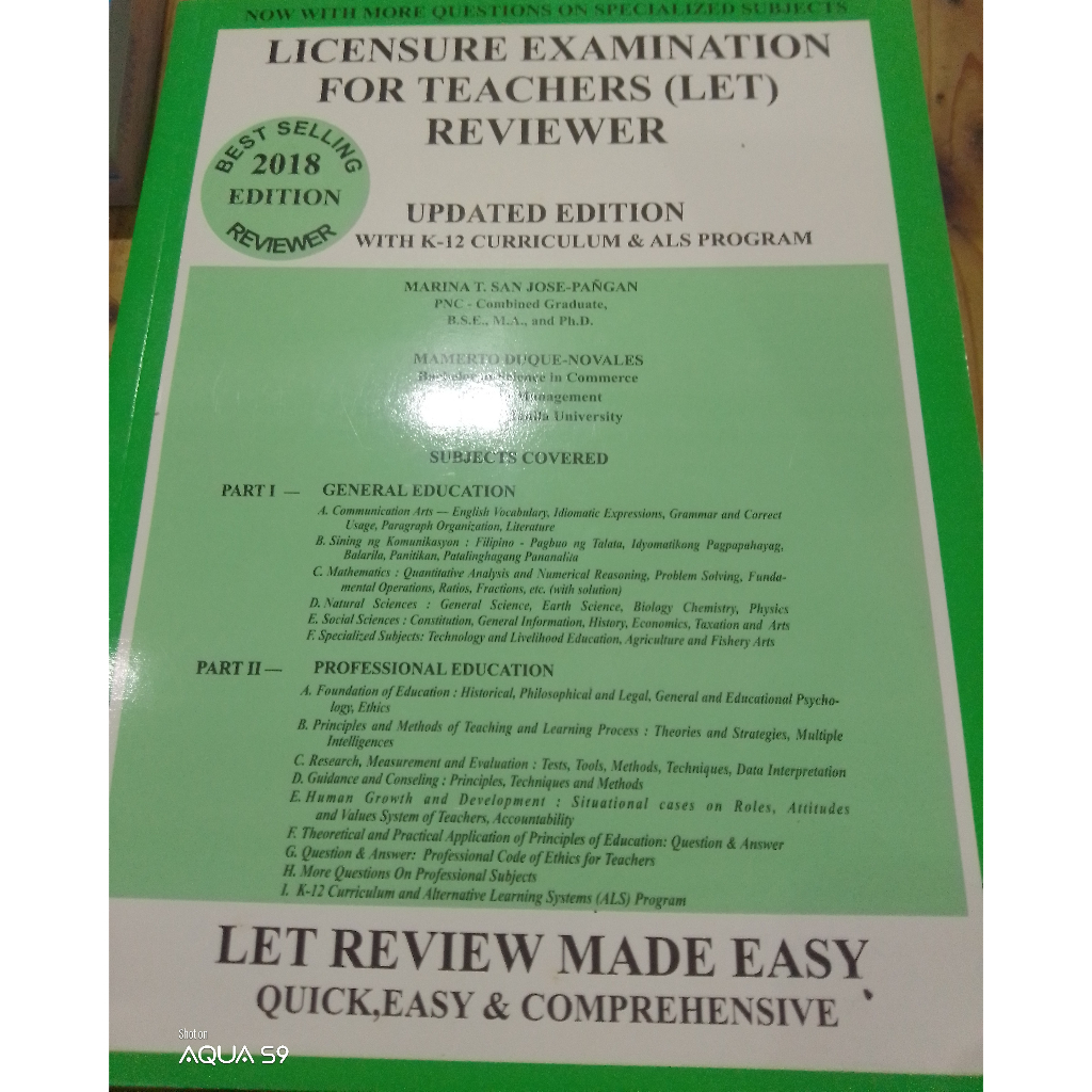 LET LICENSURE EXAMINATION FOR TEACHERS REVIEWER | Shopee Philippines