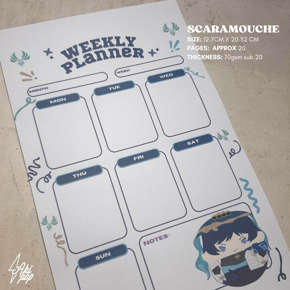 GENSHIN IMPACT Merch Weekly Planner Scaramouche Alhaitham Venti Xiao Zhongli Diluc | Shopee ...