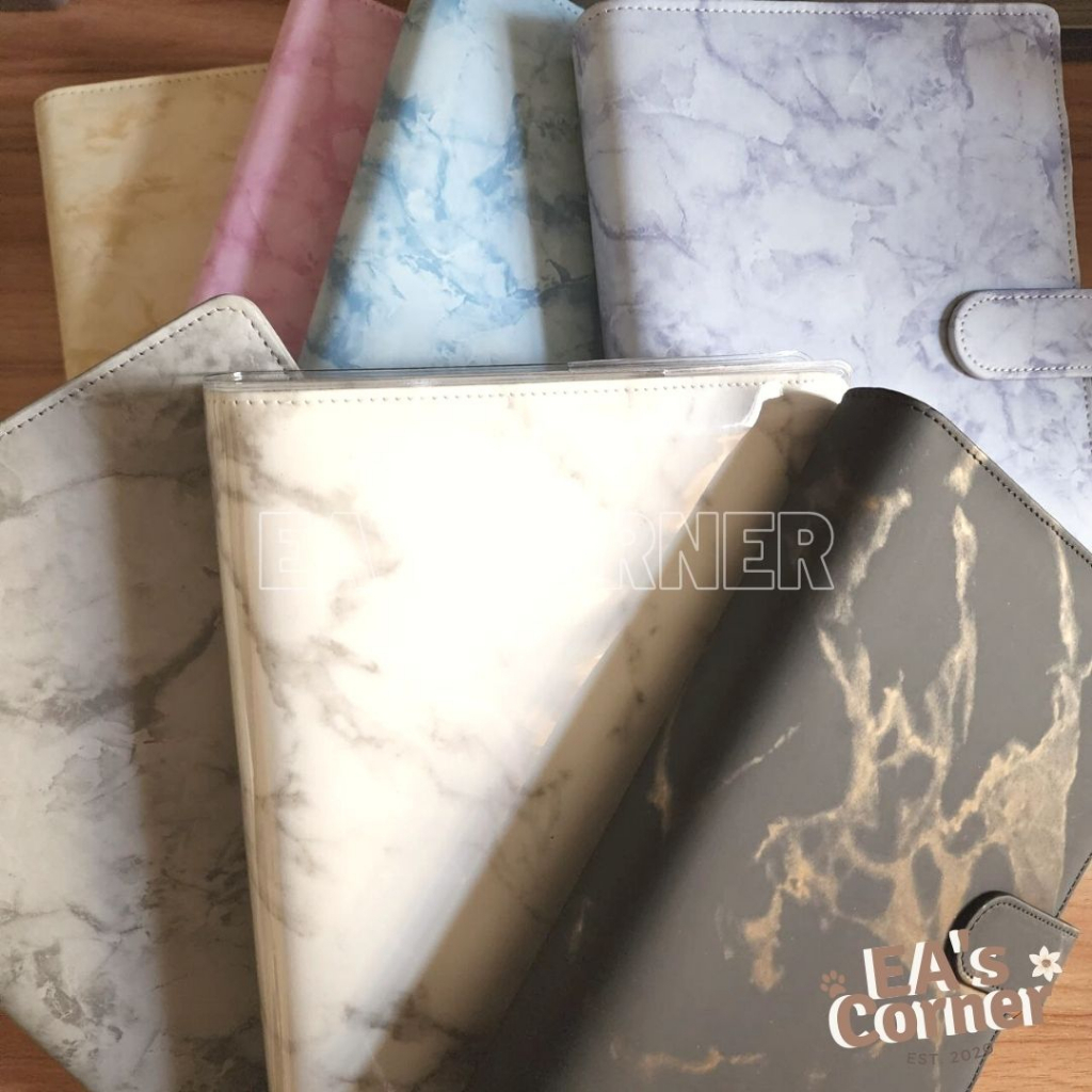 [EA's Corner] [A5] Marble Macaron/ PU Leather 6-rings Binder (No ...