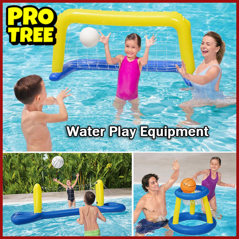 Kids and Adults Swimming Game Toys Volleyball Net & Basketball Hoops ...