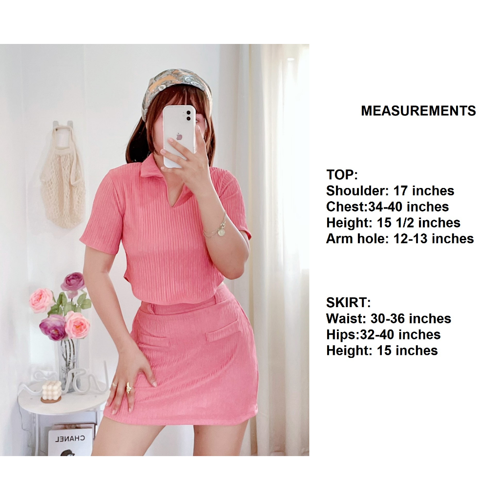 BBK LOIDA MINI SKIRT COORDINATES TERNO SET MINI SKIRT CROP TOP COLLARED ...