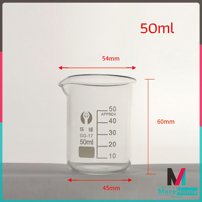 Glass Beaker 50/100/250/200ml Laboratory Measuring Cup Glassware Lab Glass Beaker Set | Shopee ...