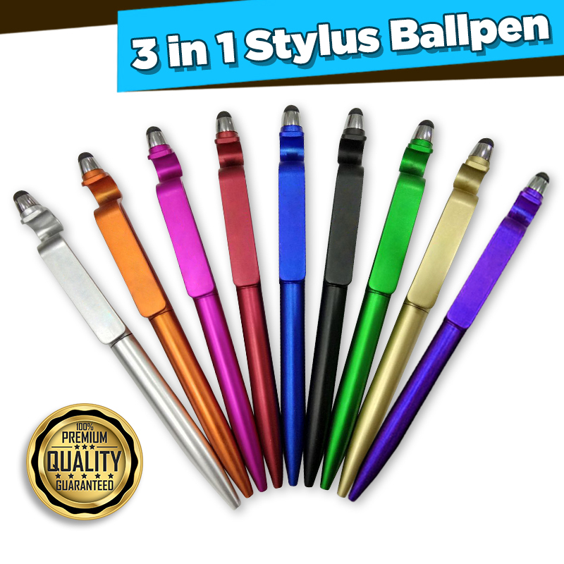 3 in 1 Multi-Function Stylus Ballpen Cellphone Stand Touch Screen - 5pcs per color | Shopee ...