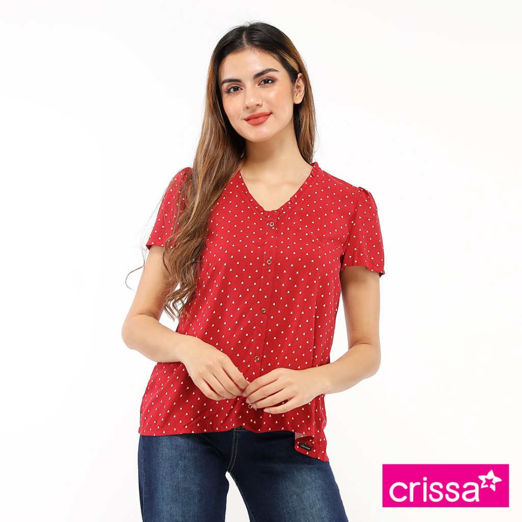 Crissa Woven Printed Rayon Short Sleeves Blouse COLT18-0147 | Shopee ...