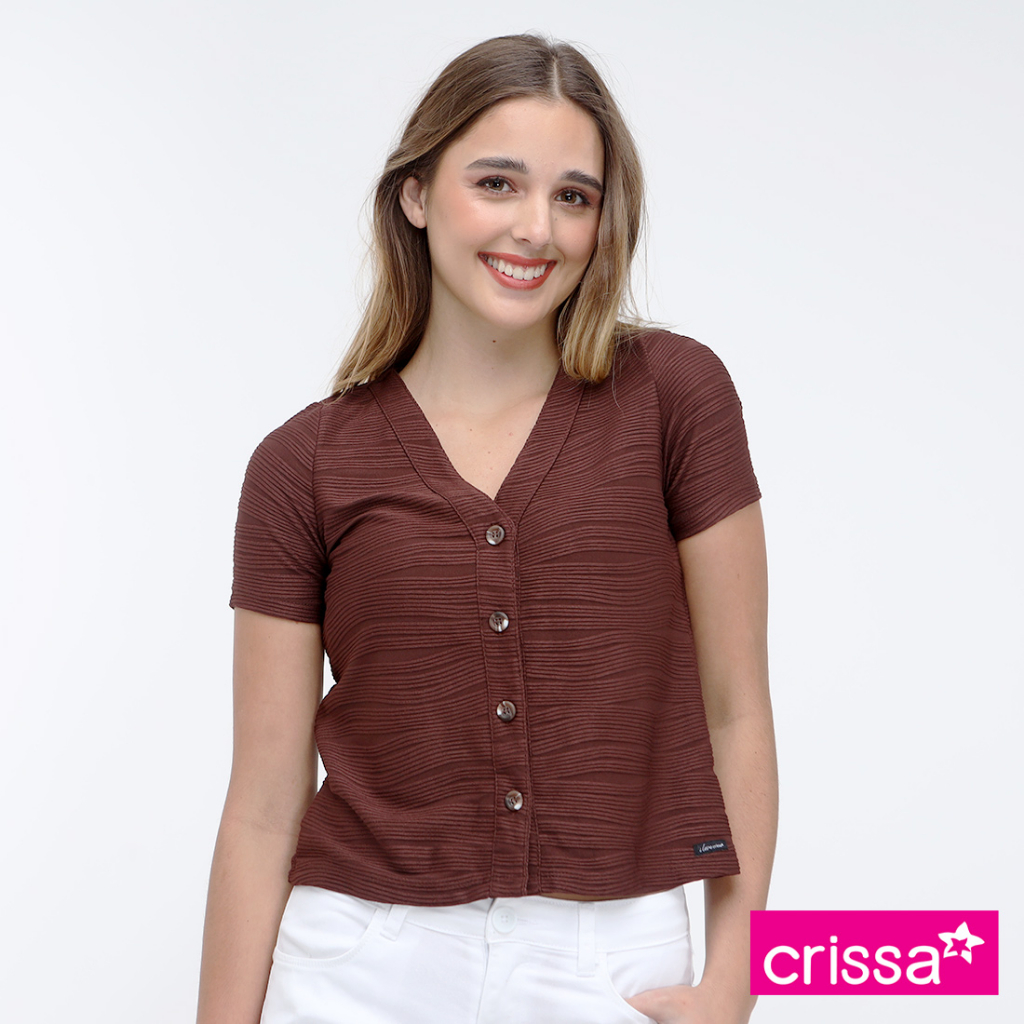 Crissa Special Fabric Knits Short Sleeves Blouse CST16-0121 | Shopee ...