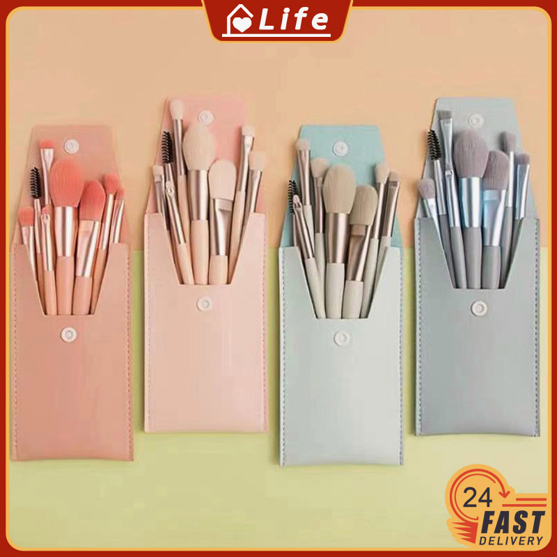 8PCS Brush light Makeup Brushes Set Soft Portable Comb Face Eyebrow ...
