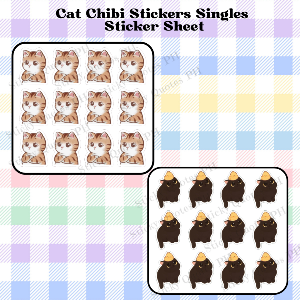 Cat Chibi (Single Sticker Sheet). Good For Journaling,Notes,Planners ...