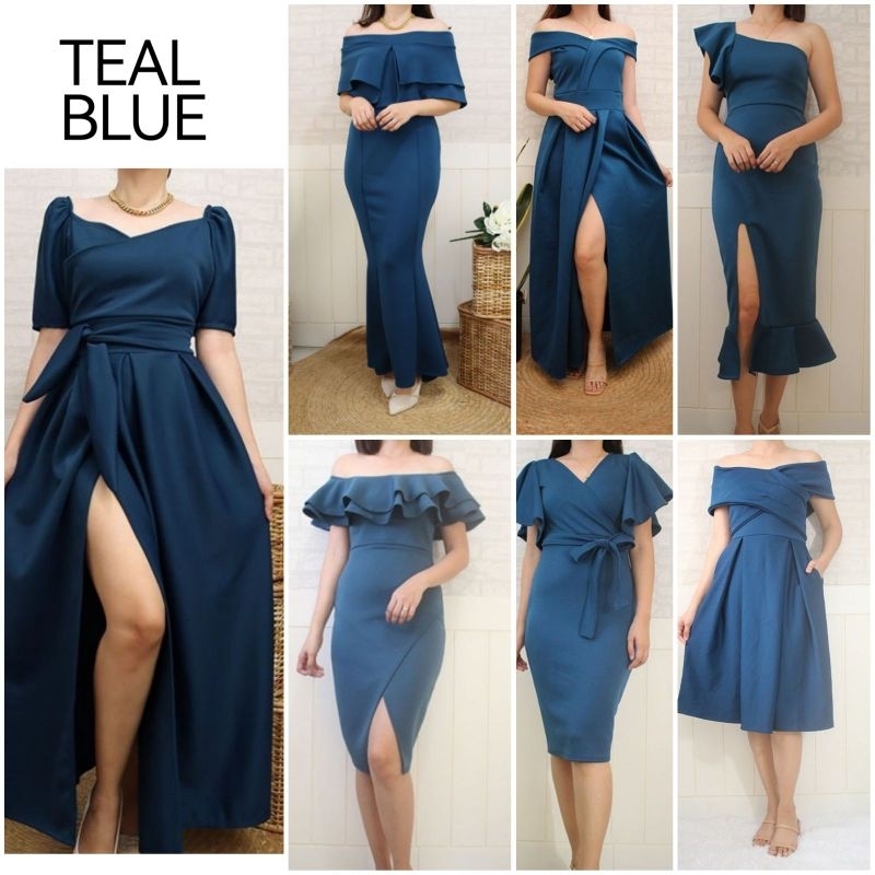 Teal Blue Mini & Midi Dress Collection by La Filipiniana Clothing ...