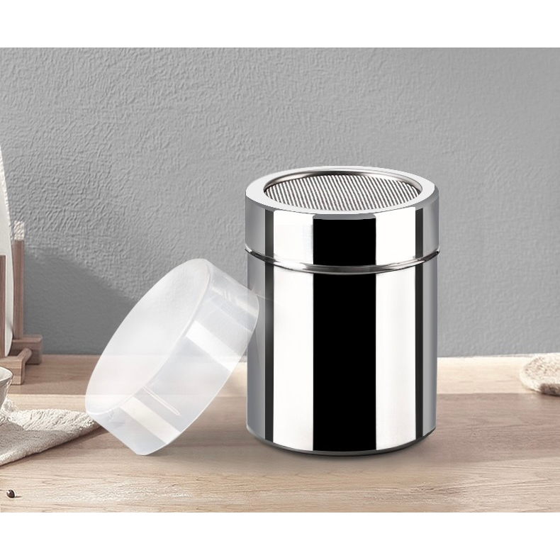Stainless Steel Powder Net Jar Powder Shaker Flour Sprinkler Dredger ...