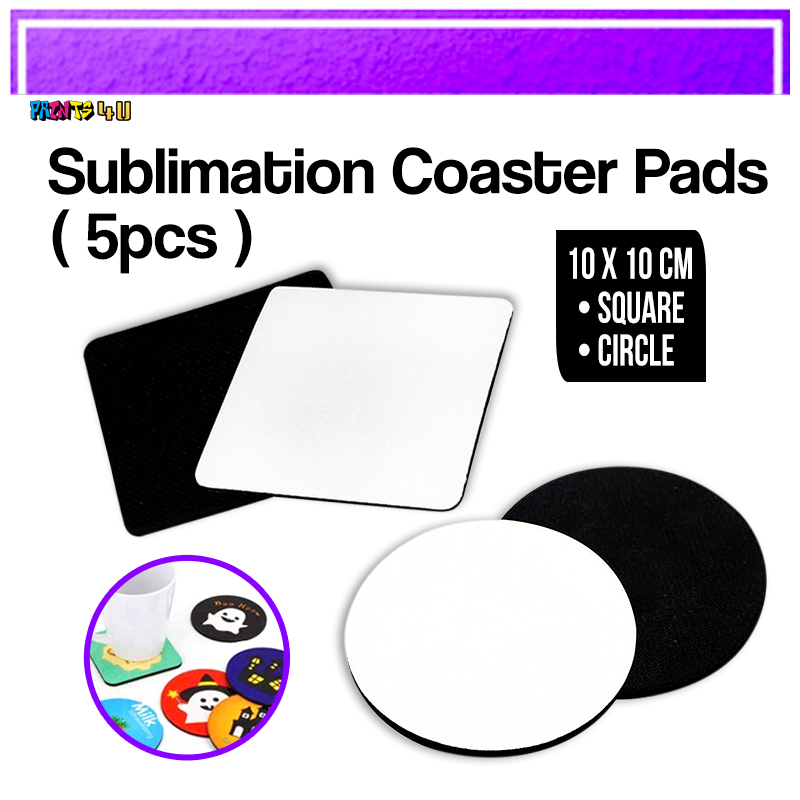 5 Pcs Sublimation Printable Coaster Pad Circle Square 10cm X 10 Cm ...