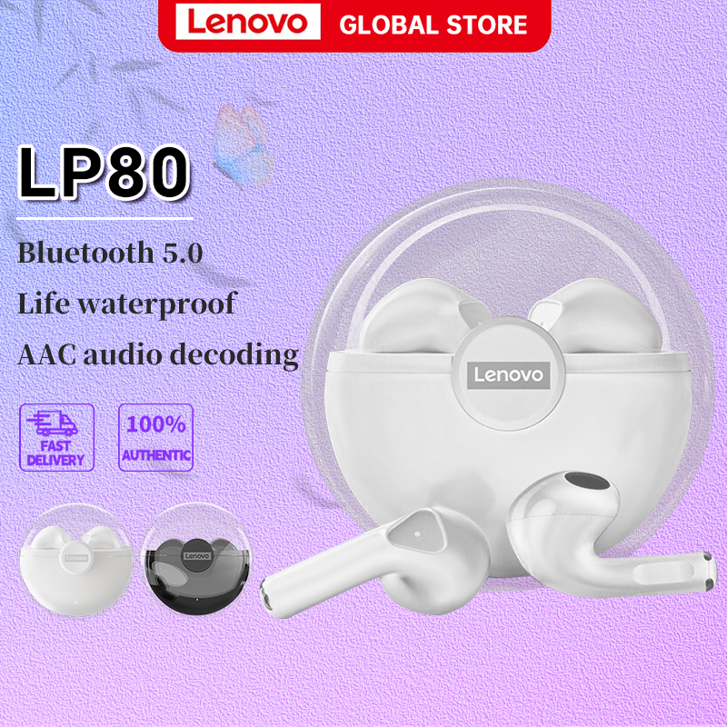 Lenovo LP80/LP80pro Bluetooth Earphones Wireless Earbuds High Bass Type ...